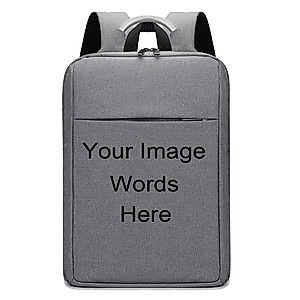 Custom Backpack Laptop Stylish Personalized Back Pack for Teen Women Men (Grey)
