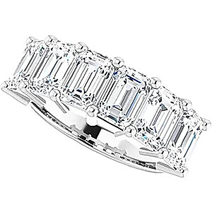 Moissanite World Touch of Paradise Bold Eternity Wedding Band, Emerald Cut 6.00CT, VVS1 Clarity, Colorless Moissanite, 925 Sterling Silver, Engagement Ring, Wedding Gift, Perfact for Gift (7.5)