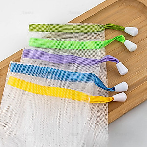 AUEAR, 20 Pack Handmade Soap Exfoliating Mesh Pouch Saver Bag Double Layer Bubble Foam Net Drawstring Holder (Assorted Colors)