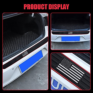 Jawmoy 1 PC Car Rear Bumper Protector Guard, Trunk Rubber Protection Strip, Car Rear Bumper Protector Cover, Universal Scratch-Resistant Trunk Guards Trim, for Most Cars (American Flag Black #3201)