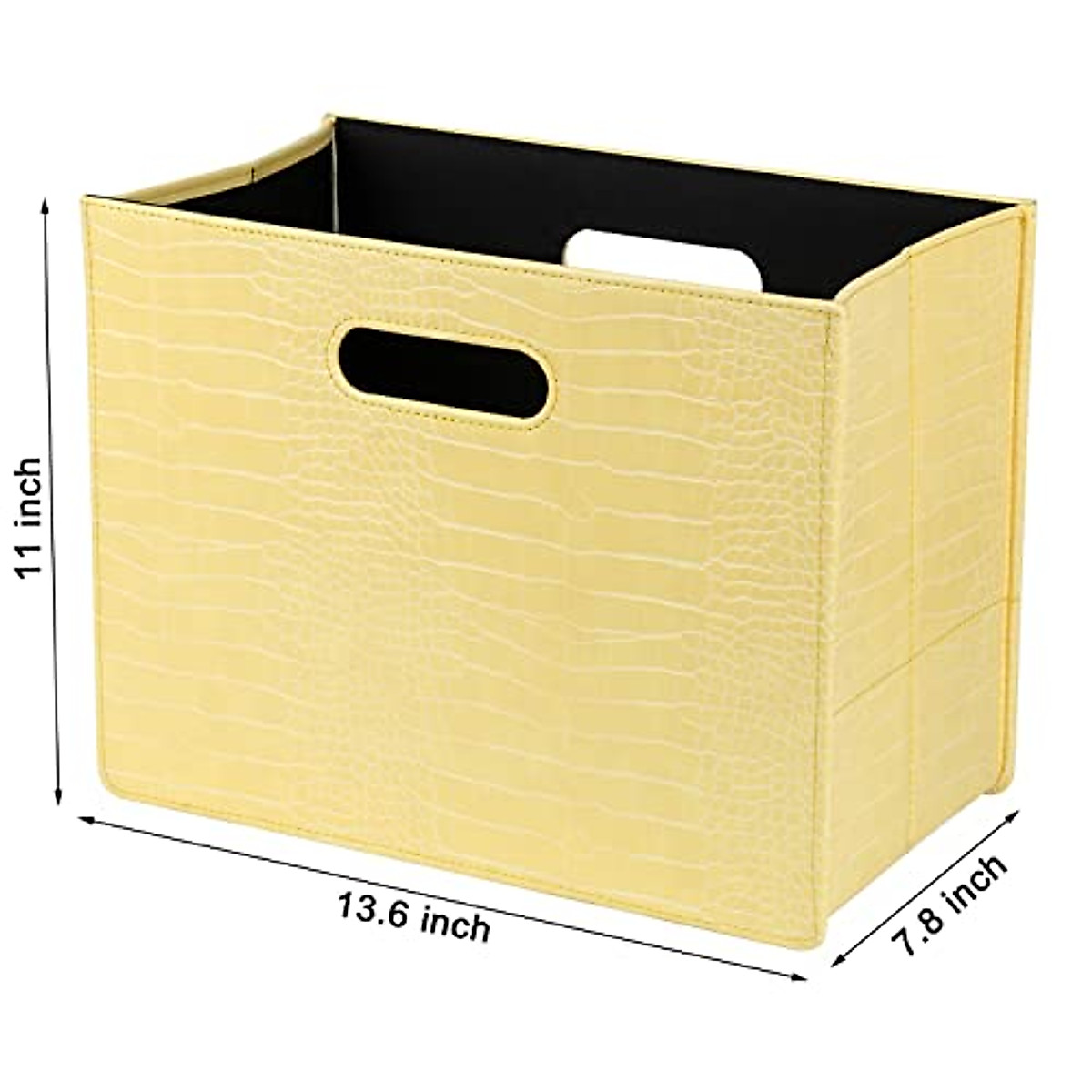 HofferRuffer Magazine Basket Holder, Foldable Magazine Rack, Document File Holder Organizer, File Folder, Newspaper Storage Bin Organizer for Home or Office, Home or Office (Yellow)