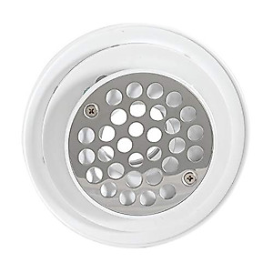 EZ-FLO 2 Inch x 3 Inch PVC Low Profile Floor & Shower Drain, Stainless Steel Grid, 15301, White