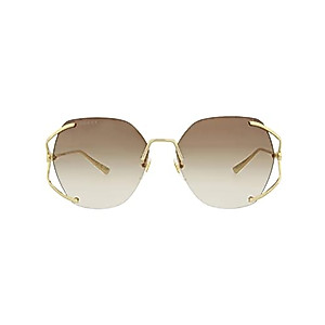 Gucci Womens Gold Gold Brown Fashion Designer Eyewear
