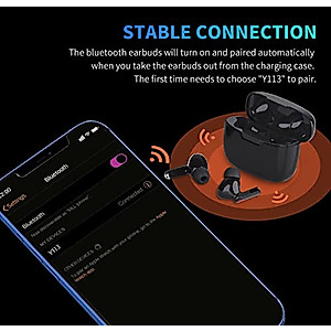 Hksany Wireless Earbuds Bluetooth 5.0 Headphones Noise Canceling Ear Buds Earphone with Charging Case 3D Stereo Auto Pairing Black