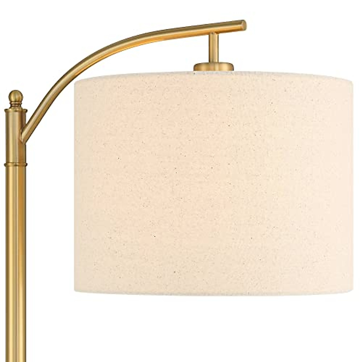 360 Lighting Rayna Modern Downbridge Floor Lamp Standing 61 1/2" Tall Warm Gold Metal Off-White Linen Fabric Drum Shade for Living Room Reading Bedroom Bedside Office Family House Home