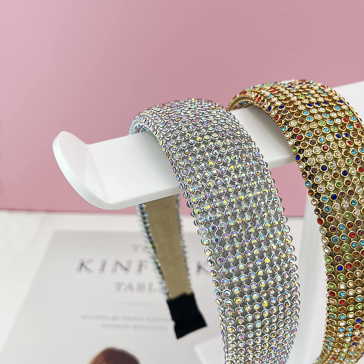 Bigfety Headband Holder, Acrylic Headband Organizer Stand, Hair Accessories Storage (2-Tier & 2-Panel)