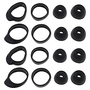 4 Pairs Silicone Anti-Slip Eartips Compatible with Samsung Galaxy Buds 2019 & 4 Pairs Earhooks Compatible with Samsung Galaxy Buds+ R175/R170 Black