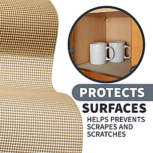 Sterline Shelf Liner Paper - Drawer Liner Papers Gold - 12 in x 20 ft, Cut-to-Size, Non-Adhesive, Durable, Non-Slip Mat, Easy Install, Strong Grip - Kitchen Cabinet Liners, Black Shelf Paper Liner