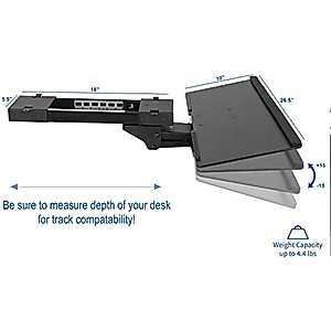 VIVO Adjustable Computer Keyboard and Mouse Platform Tray Deluxe Smooth Rolling Track Under Table Desk Mount, Black, MOUNT-KB04C