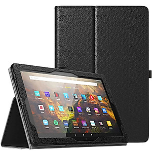 TiMOVO Case for All-New Kindle Fire HD 10 & Fire HD 10 Plus Tablet (10.1", 11th Generation, 2021 Release), Slim Folding PU Leather Stand Cover Case with Auto Wake/Sleep, Black