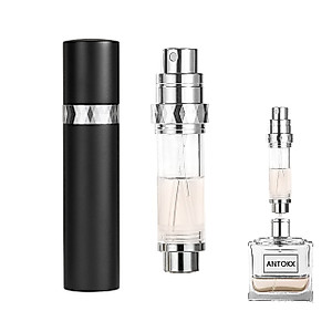 ANTOKX Perfume Refillable Bottle Atomizer - 5ML Pocket Perfume Atomizer, Perfume Bottles Empty, Refillable Perfume Spray Bottle, Portable Perfume Sprayer for Women and Men (Black)