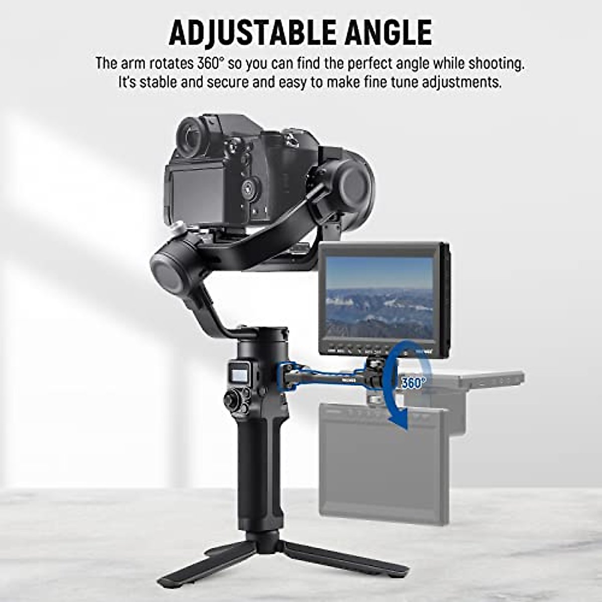 NEEWER Adjustable Field Monitor Mount, 360° Rotating Camera Monitor Mount with 1/4 Inch Thread, Compatible with DJI RS4 Pro RS3 RS2 RSC2 ZHIYUN Crane 2S Crane 3 3S WEEBILL-S MOZA Gimbals, GA005