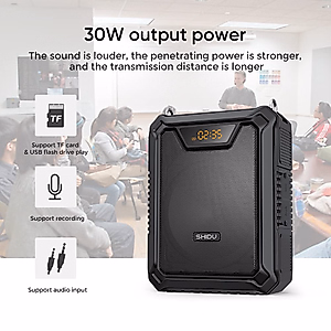 30W Voice Amplifier Wireless Microphone, SHIDU Classroom Microphone for Teachers Wireless Bluetooth Voice Speaker Portable PA Systems Speaker for Teachers,Classroom, Meetings and Outdoors