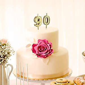 90th Birthday Candles Cake Numeral Candles Happy Birthday Cake Candles Topper Decoration for Birthday Wedding Anniversary Celebration Supplies (Gold)