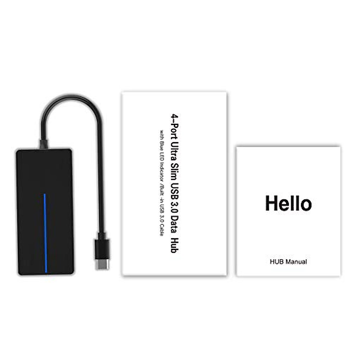 KOOTION 5-in-1 USB-C Hub with SD Card Reader USB C to USB 3.0 Hub, Ultra-Slim Type-C Hub USB 3.0 Adapter for SD Card/Micro SD Card with LED Light, 3 x USB 3.0 Port, Card Reader