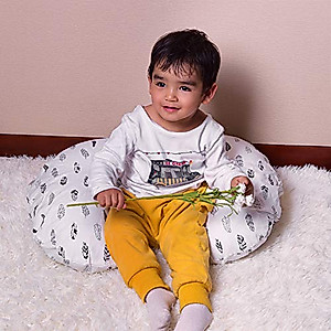 ALVABABY Nursing Pillow Cover Slipcover,100% Organic Cotton,Soft and Comfortable,Feathers Design,Maternity Breastfeeding Newborn Infant Feeding Cushion Cover, ZT01