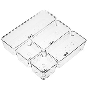 Mr. Pen- Drawer Organizers Set, 5 pcs, Clear Plastic Drawers Organizer, Makeup Drawer Organizer, containers for Organizing, Desk Drawer Organizer, Vanity Organizer, Bathroom Drawer Organizers