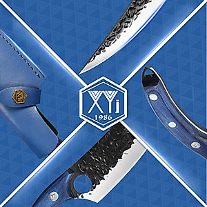 XYJ Full Tang Ancient Butcher Chef Knives Boning Fillet Knife With Carry Sheath Stainless Steel Meat Vegetable Knife For Camping Hunting Outdoor