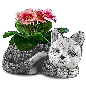Cat Planter, Outdoor/indoor Planter for Succulents, Cat Grass. 7.7 inch Planter Pot with Drainage Hole, Ideal Gifts for Cat Lovers or Housewarming Gift