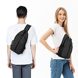 Sling-Bag Crossbody-Bag Women-Men Backpack-Daypack - Hiking Chest Travel with Water Bottle Pocket Portable Hiking Daypacks For Women Black