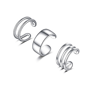 SLUYNZ Sterling Silver Ear Cuff Earrings for Women No Piercing Cartilage Earrings Tri Earrings (A-Silver)