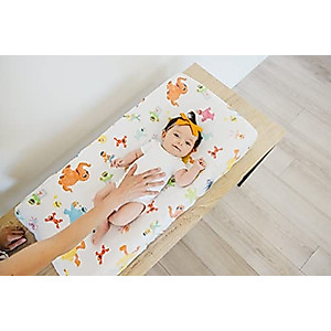 Premium Knit Diaper Changing Pad Cover"Sesame Friends" by Copper Pearl