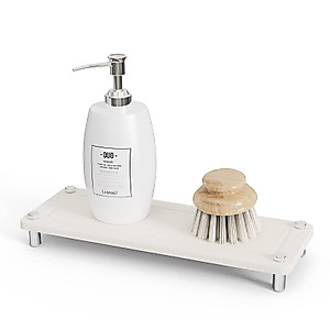 Johamoo Fast Drying Stone Sink Tray, Bathroom Instant Dry Sink Organizer, Diatomaceous Earth Water Absorbing Stone Tray for Kitchen Counter, White