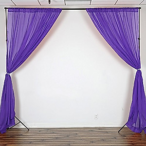 BalsaCircle 10 feet x 10 feet Purple Sheer Voile Backdrop Drapes Curtains 2 Panels 5x10 ft - Wedding Ceremony Party Home Decorations