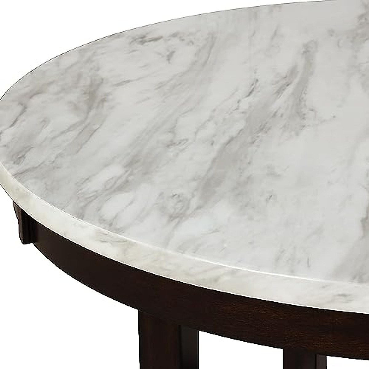 New Classic Furniture Celeste 5-Piece Faux Marble Round Counter Set with 1 Table and 4 Chairs, 42-Inch, Black