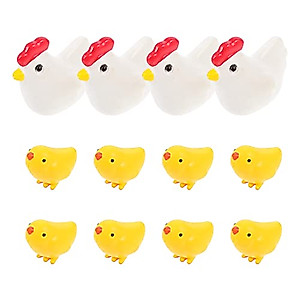 12pcs Hen Chick Ornament Micro Landscape Chicken Micro Landscape Animal Easter Chickens Easter Chicken Statue Toy Chicks Resin Mini Hen Ornaments Micro Scene Decorations Artificial