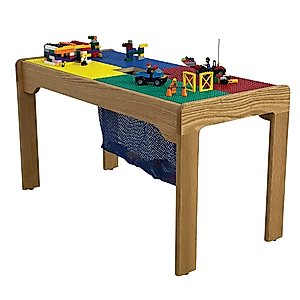 Fun Builder Table-Compatible with Lego® Brand Blocks with Built in Mesh Net 32"x16" Made in USA! Solid Wood Frame and Legs. Built to Last! Ages 5 and Older!