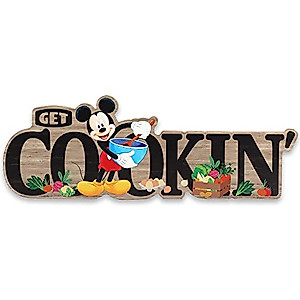 Open Road Brands Disney Mickey Mouse Get Cookin' Wood Tabletop Decor - Adorable Decoration to Hang or Display in Kitchen or Dining Room