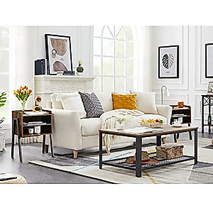 VECELO Nightstand Industrial Side End Table/Stackable Accent Furniture with 2-Tier Open Storage Compartments for Bedroom, Living Room and Small Spaces, 1 Pack, Rustic Brown