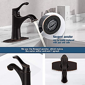 HGN Single Handle Bathroom faucets,Bathroom Faucets for Sink 1 Hole,Washbasin Faucet with Deck,Oil Rubbed Bronze,Without Pop Up Drain