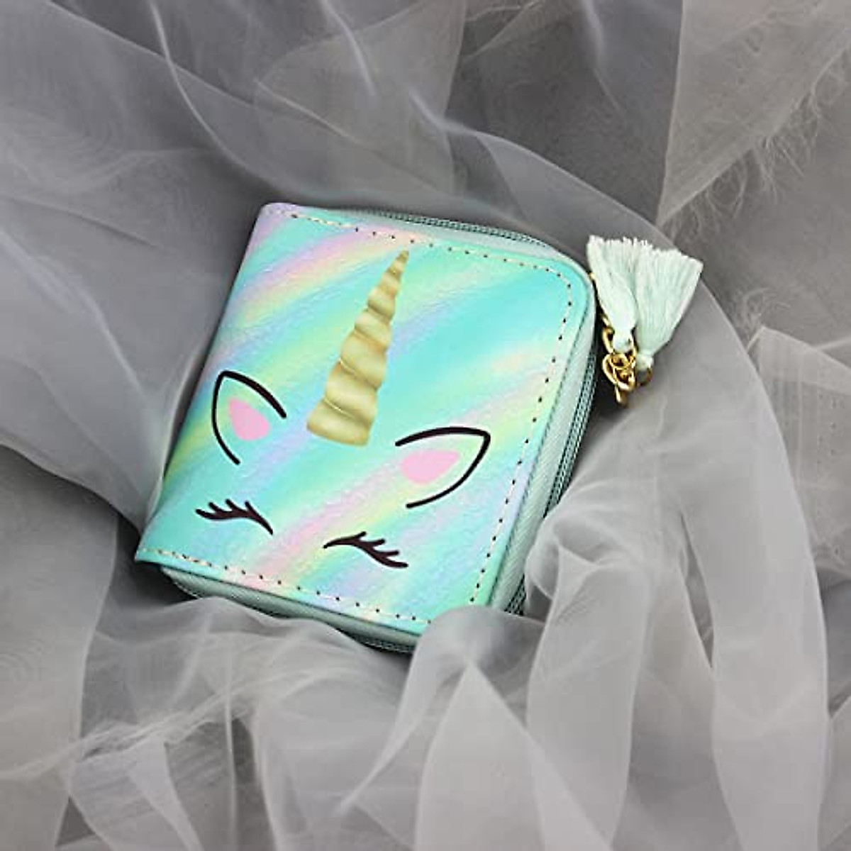 Timlee Cute Rainbow Unicorn Wallet For Girls Kids Zipper Wallet Short Clutch Bag PU Leather Purse,Christmas Gift Women Wallets (0316M)