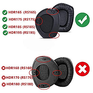 YDYBZB Ear Pads Cups Replacement HDR165 HDR175 HDR185 HDR195 RS165 RS175 RS185 RS195 Compatible with Sennheiser HDR165/175/185/195 RS165/175/185/195 Headphone (Wrinkled Leather HDR/RS165/175/185/195)