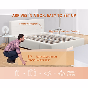Queen Mattresses, 5/6/8/10/12 Inch Medium Firm Queen Mattress Memory Foam Mattress for Cool Sleep & Pressure Relief, Certipur-Us Certified Queen Size Mattresses, Bed in a Box, (Queen, 10 Inch)