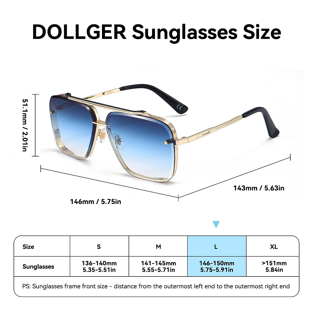 Dollger Square Aviator Sunglasses for Men and Women Fashion Metal Vintage Gradient Shades Sunglasses UV400 Protection