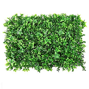 DETTELIN Artificial Hedge Plant Panel, 16x24inch Topiary Hedge Plant Grass Wall Privacy Hedge Screen Panels, Vine Leaf Greenery Backdrop Decoration