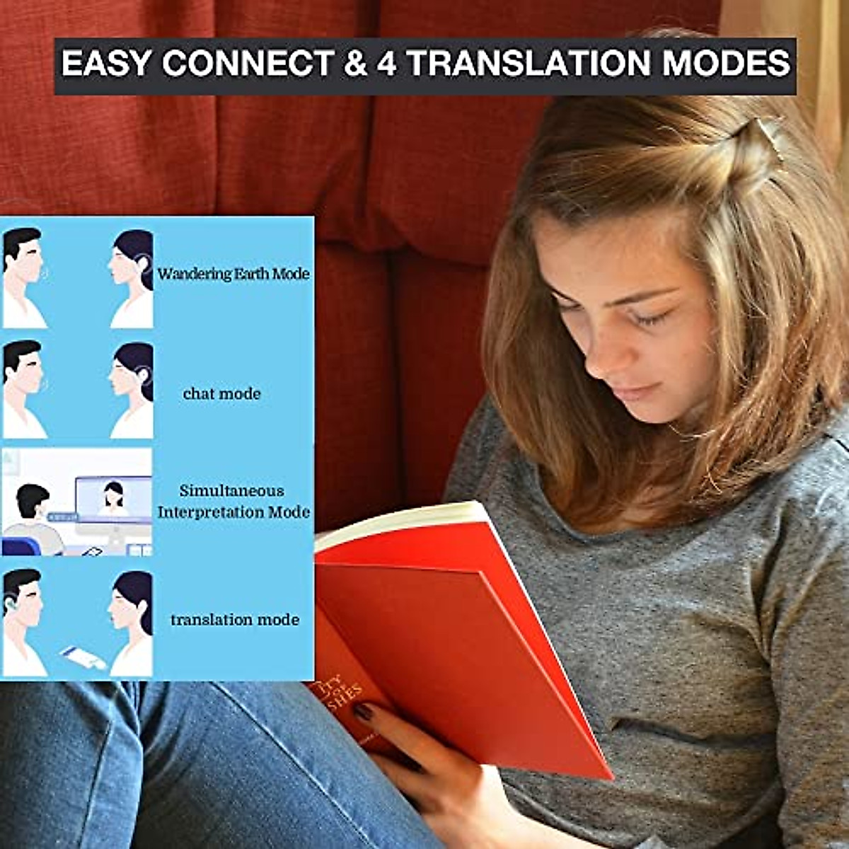 LptesoAABBCC Translator Device Smart Voice Translator Earbuds, 84 Language Translator Wireless Bluetooth Instant Voice Translation Device with APP, Translator Earphone for Business Travel Learning