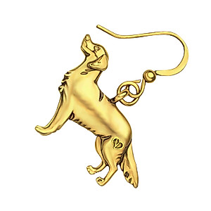 WEVENI Alloy Cute Golden Retriever Dog Earrings Dainty Dangle Drop Pet Jewelry For Women Ladies Vintage Gifts (Gold Plated)