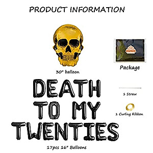 Geloar DEATH TO MY TWENTIES Balloons, RIP TWENTIES 30th Birthday Party Supplies Balloons Banner for Death to My 20s RIP Twenties RIP Youth Men Women Dirty 30 Funny 30th Bday Decorations Set of 20 PCS