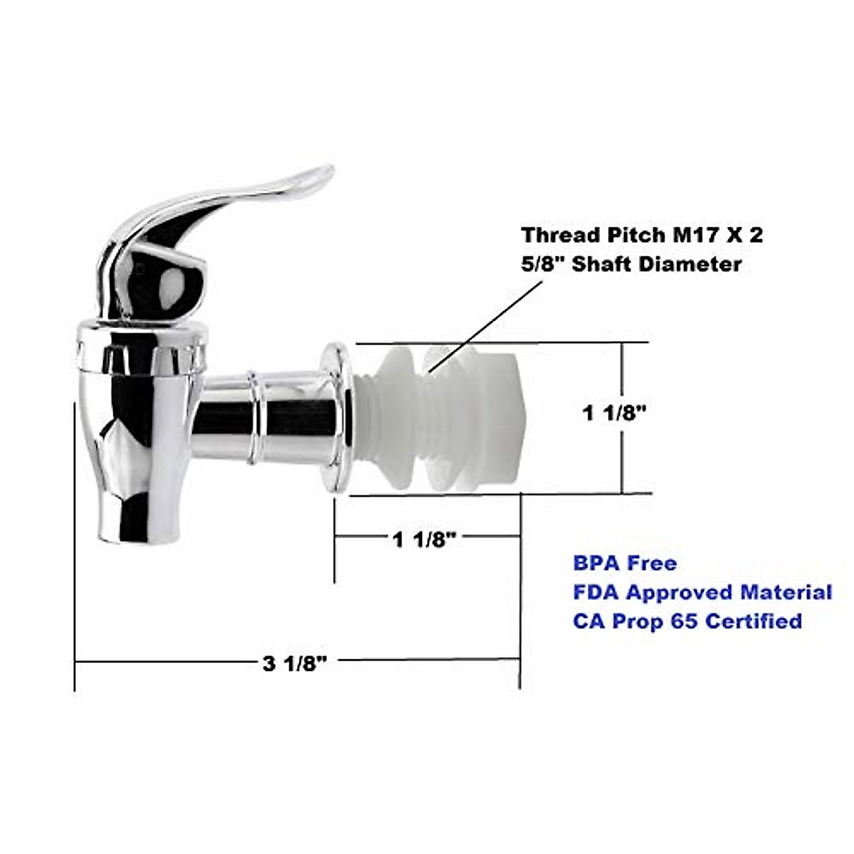AquaNation BPA Free Replacement Cooler Faucet Water Bottle Jug Ceramic Water Crock Reusable Spigot Spout Water Beverage Lever Pour Dispenser Valve Gravity Water Tap - Chrome (1)