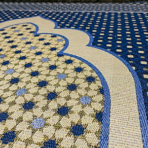 Modefa Turkish Islamic Prayer Mat Janamaz Sajjadah | Thin Woven Cotton Praying Rug Ramadan Eid Gift | Traditional Muslim Sejada for Men Women - Hira Diamond (Royal Blue)