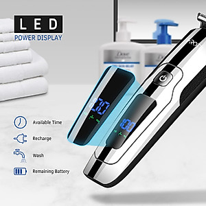 Beard Trimmer for Men, protti Hair Clippers for Men Waterproof Hair Trimmer 2 Ways Rechargeable Professional Cordless Hair Trimmer Facial Cutting Groomer All in 1 Mens Grooming Kit with LED Display