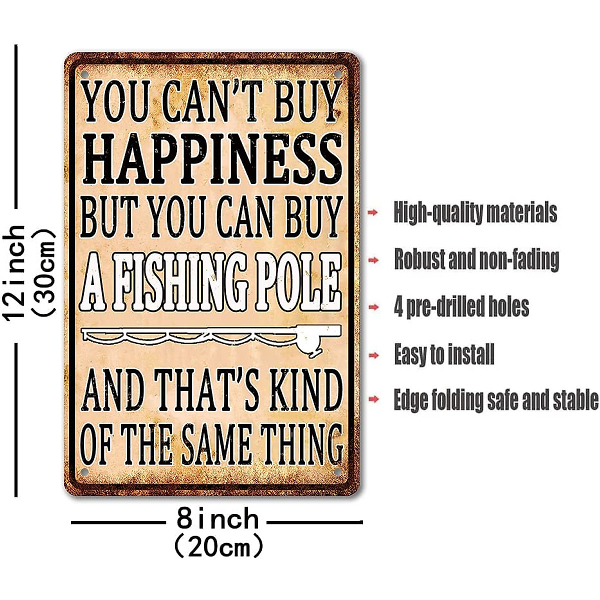 Funny Fishing Wall Decor Fish Metal Sign Fishing Wall Art Gone Fishing Tin Signs For Home You Can't Buy Happiness But You Can Buy A Fishing Pole Sign 8x12 Inch