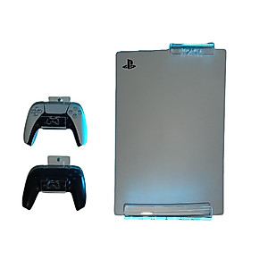 WALL MOUNT FOR PS5 PLAYSTATION 5 WITH MULTICOLOR LED LIGHTING KIT + 2 CONTROL MOUNT (PS5 Standar Edition (Disc Edition))