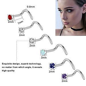 Hicdaw Nose Rings, 60 Pcs Nose Rings for Women 20G Nose Studs Hoop Jewelry Surgical Steel Nose Ring (Silver)