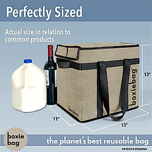 BOXIEBAG Collapsible Reuseable Insulated Grocery Bag - Stackable Heavy Duty Grocery Tote Bag - Insulated Tote Bag (1 Pack)
