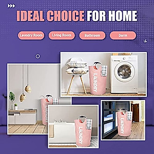 XX-Large Laundry Basket, Collapsible Fabric Hamper with Aluminum Handles, 115L, Tall Foldable Clothes Baskets, Easy Carry Bags, Hampers for Kids Bedroom, College Dorms (Pink)